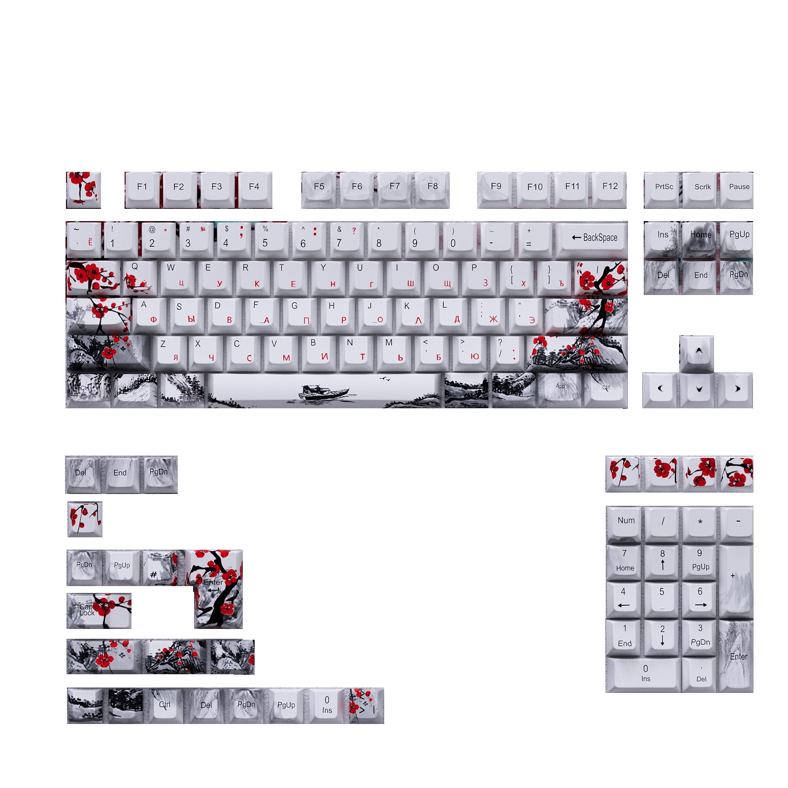 Keycaps Plum Blossom Keycaps 128-Key OEM 5Sides Sublimations Multiple ...