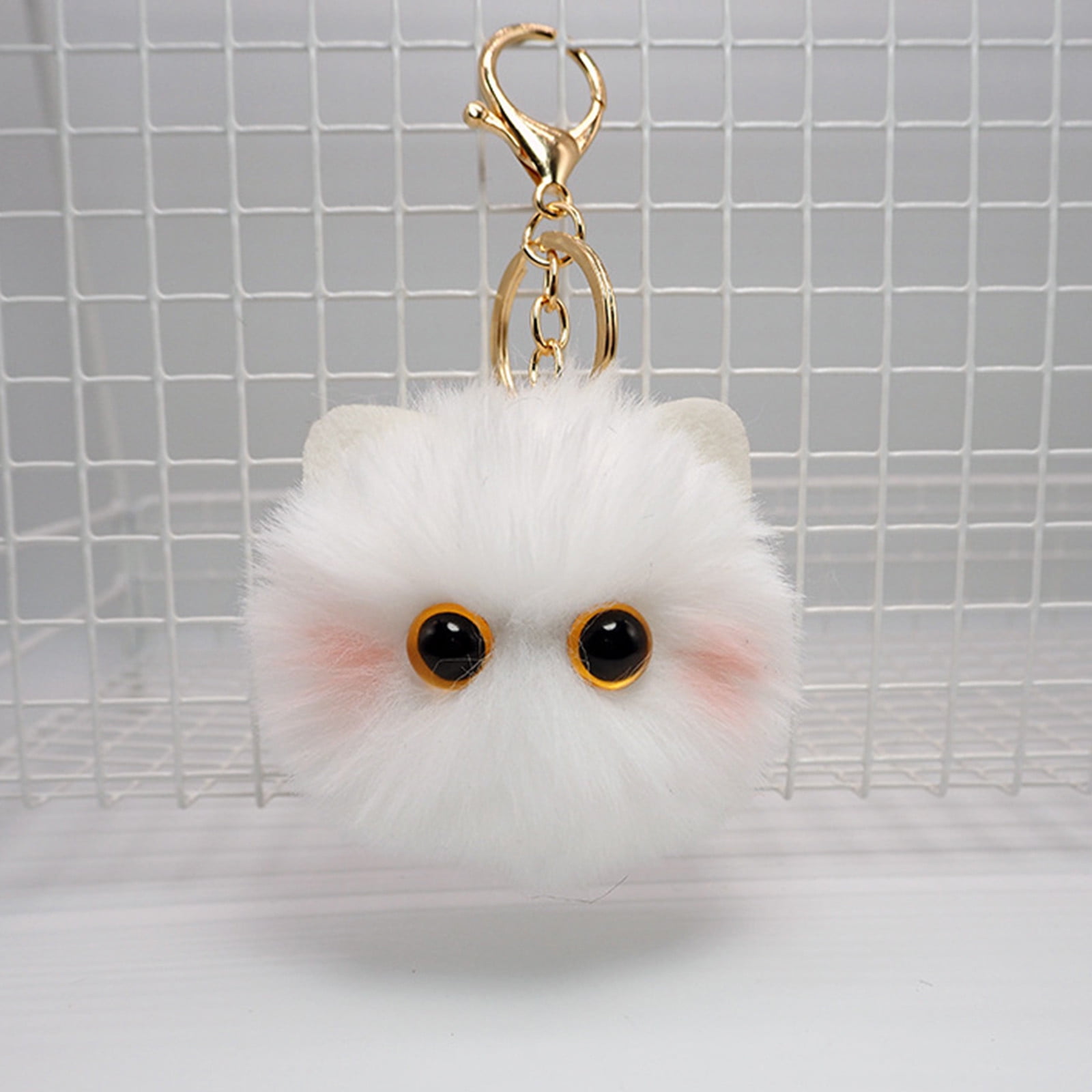 Keychain, Birthday Gifts, Cute Plush Kitten Head Cartoon Keychain ...