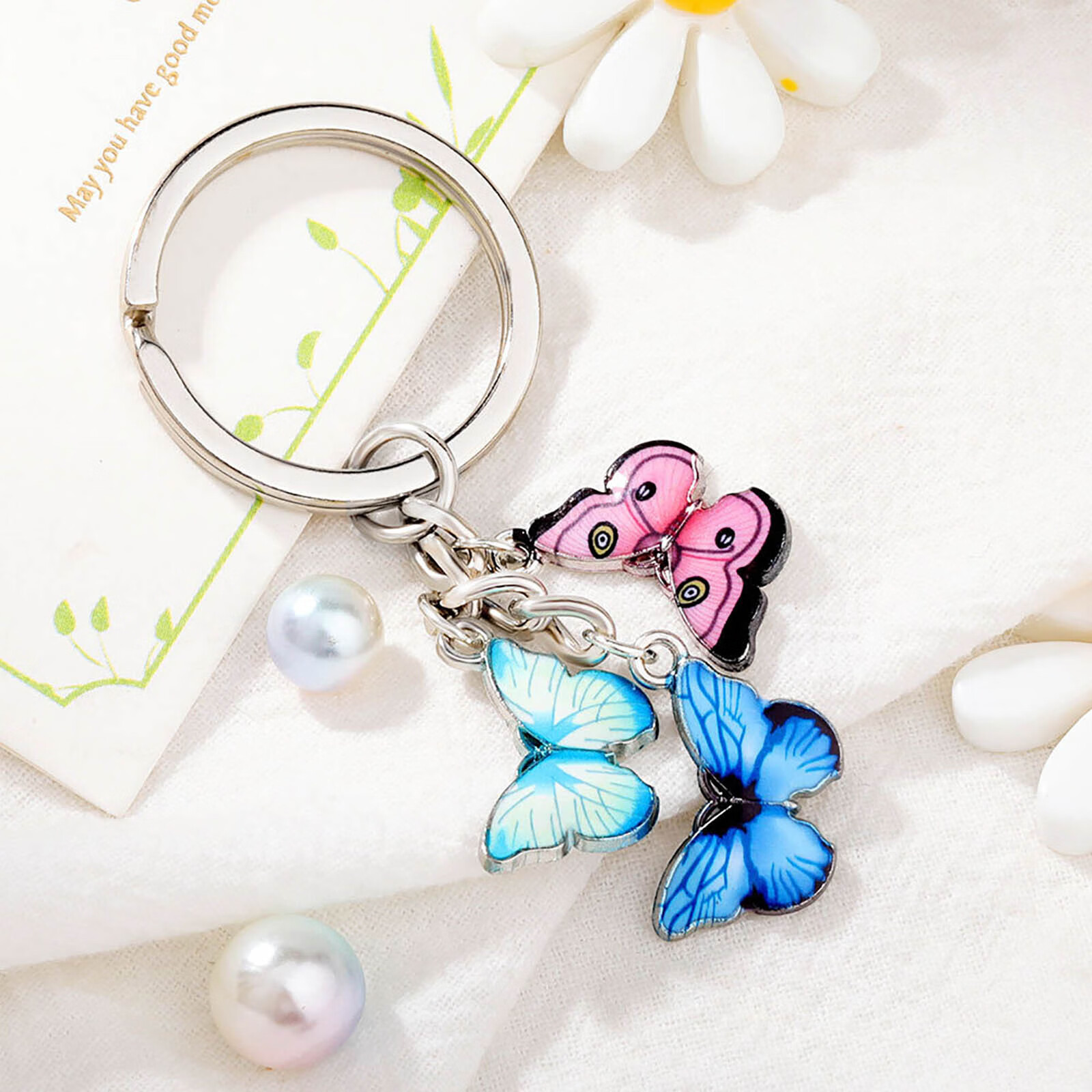 Keychain Color Dripping Butterfly Pendant Keychain Fashion Keyring Bag ...