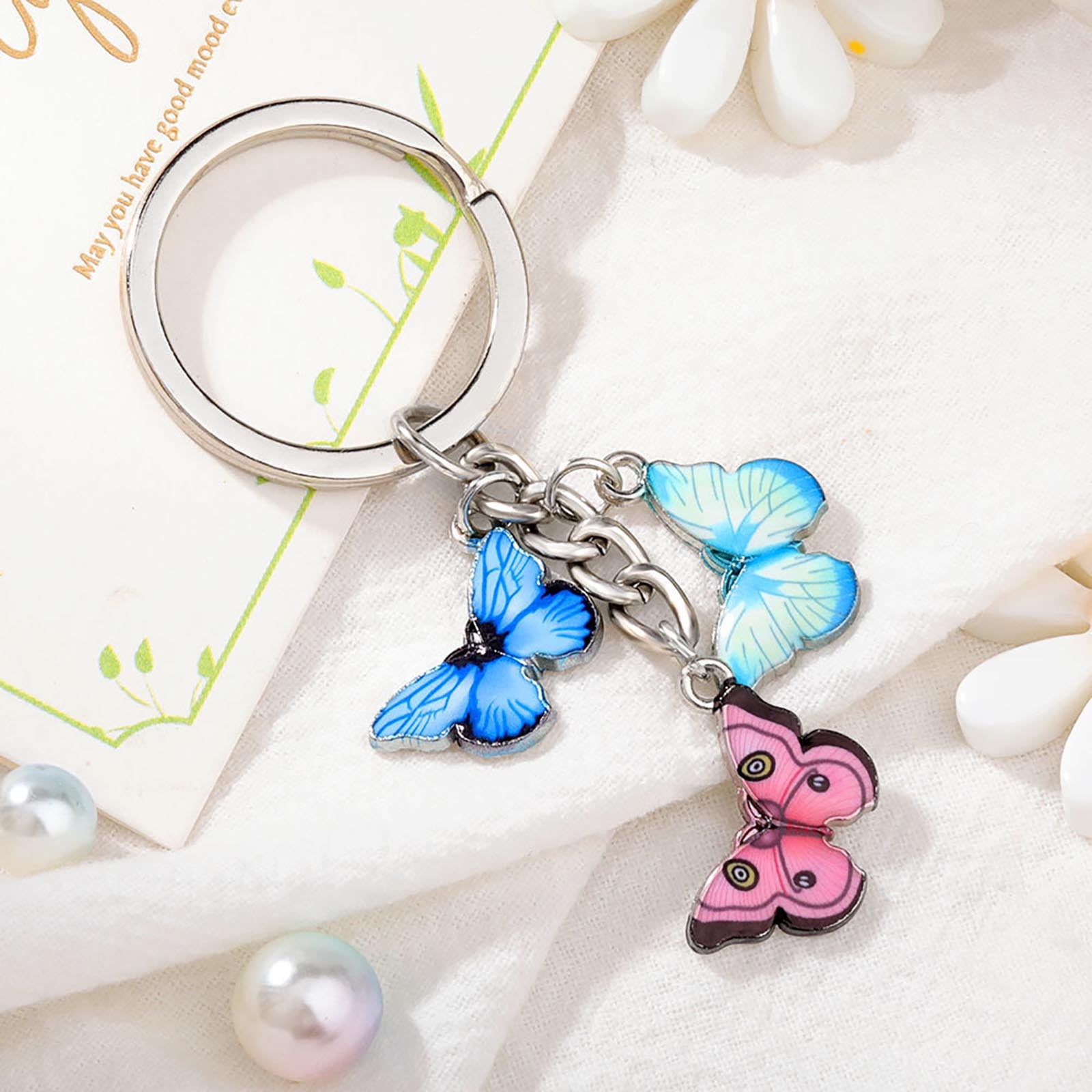 Keychain Color Dripping Butterfly Pendant Keychain Fashion Keyring Bag ...