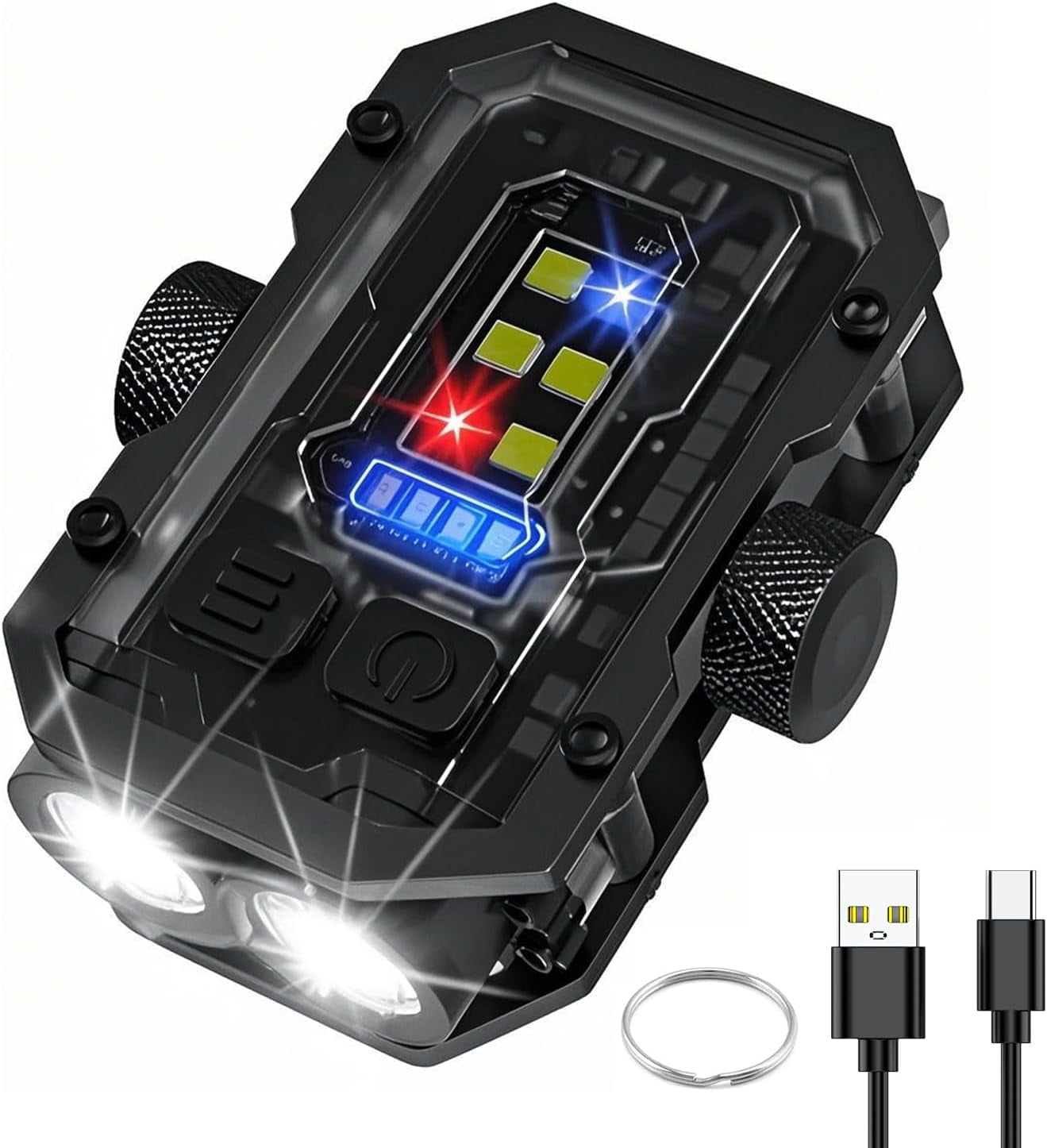 Keychain Flashlight, 8 Modes, LED Small Powerful EDC Flashlight, 300 ...