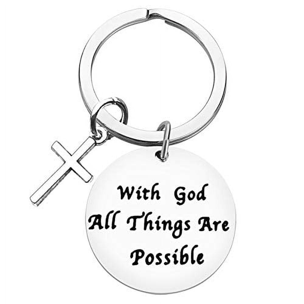Keychain Inspirational Gift Encouragement Keychains With God All Things ...