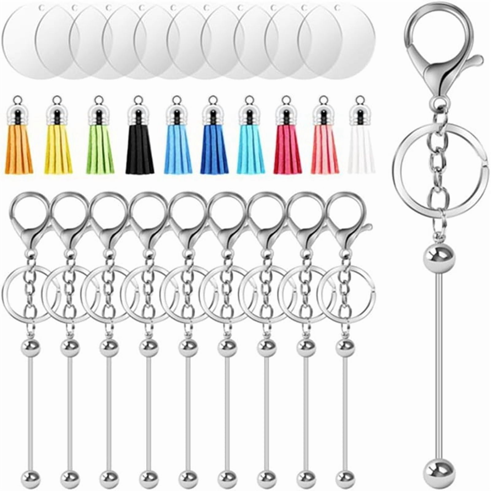 Keychain Making Kit - DIY Keyrings,10 Beadable Rods, 10 Tassels,10 ...