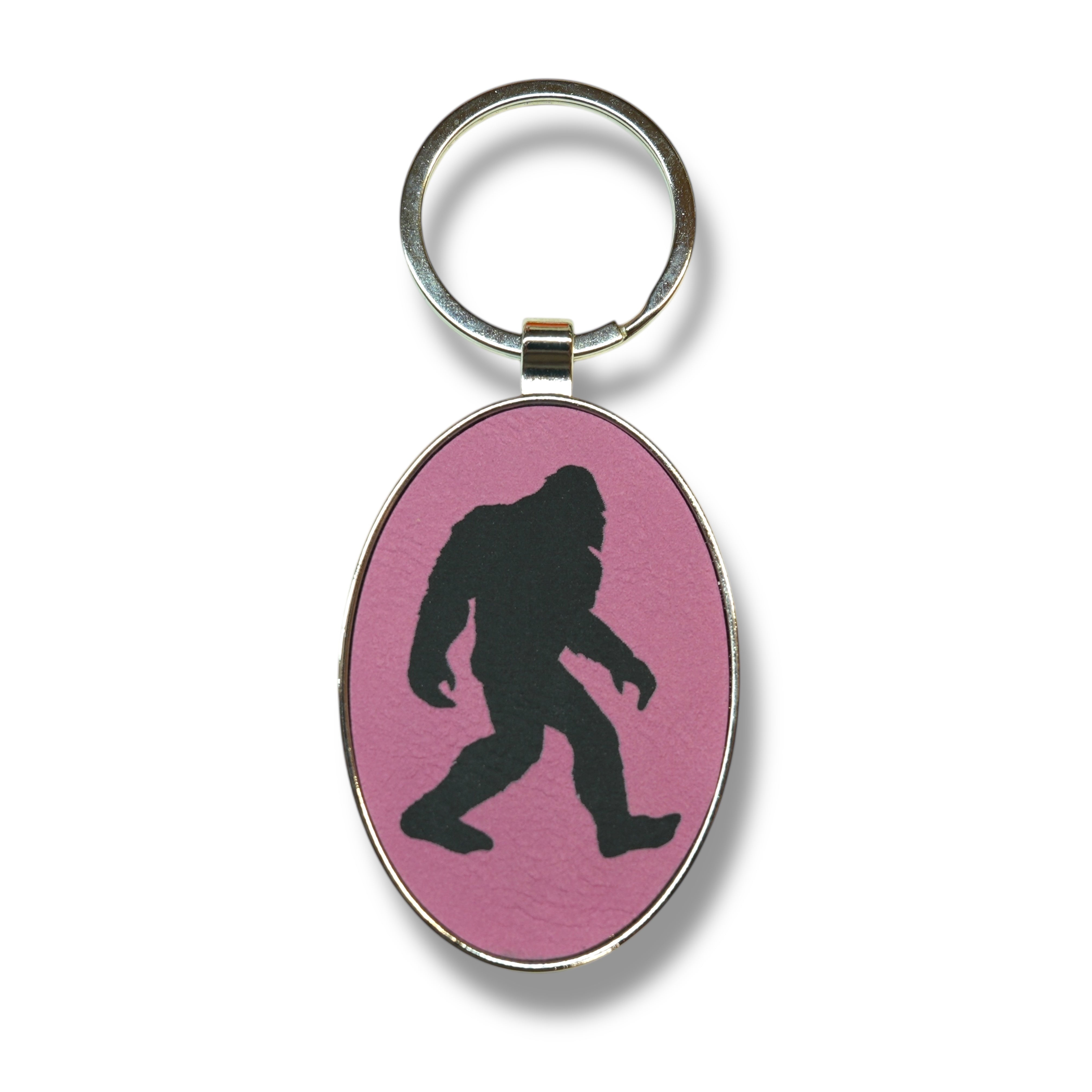 Keychain - Oval/Metal - Bigfoot Sasquatch - Leather - Walmart.com