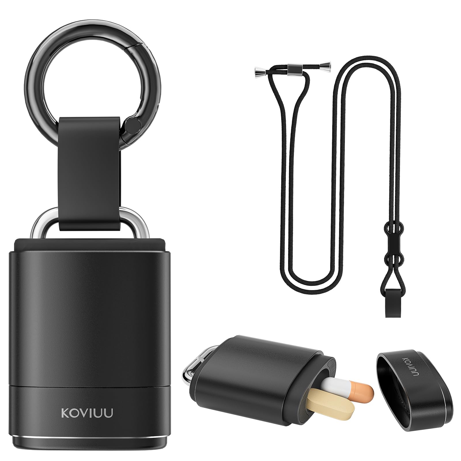 Keychain Pill Holder Necklace Magnetic Pill Organizer Aluminum Pill ...