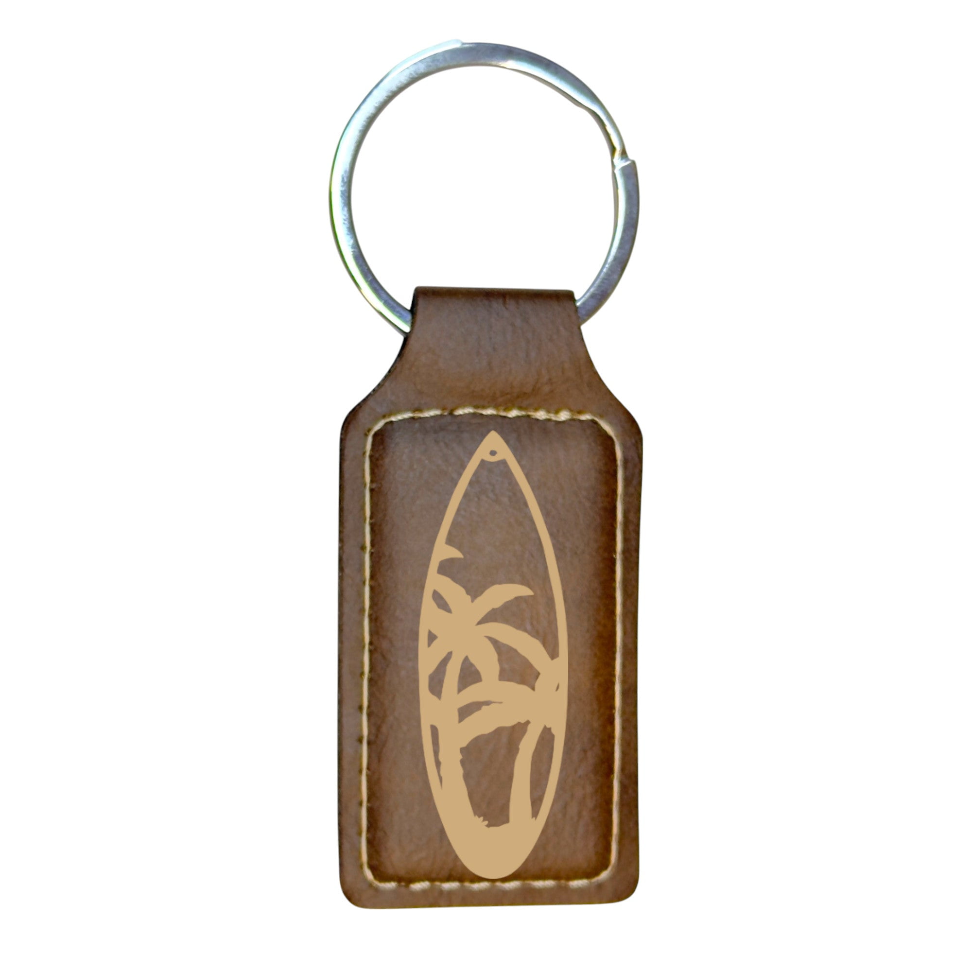 Keychain - Rectangle - Palm Tree Surfboard - Leather - Walmart.com