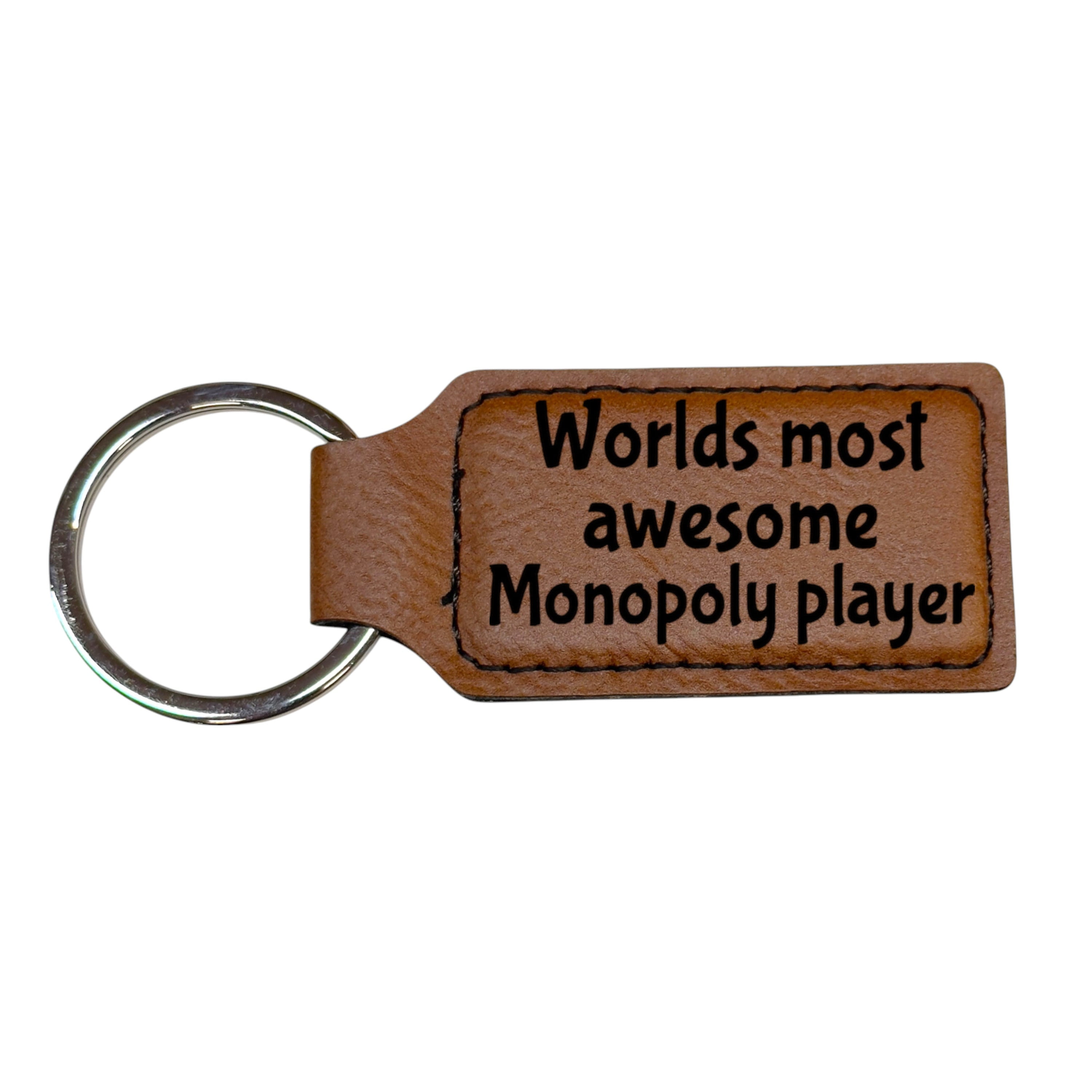 Keychain - Rectangle - Worlds Most awesome Monopoly Player - Leather ...
