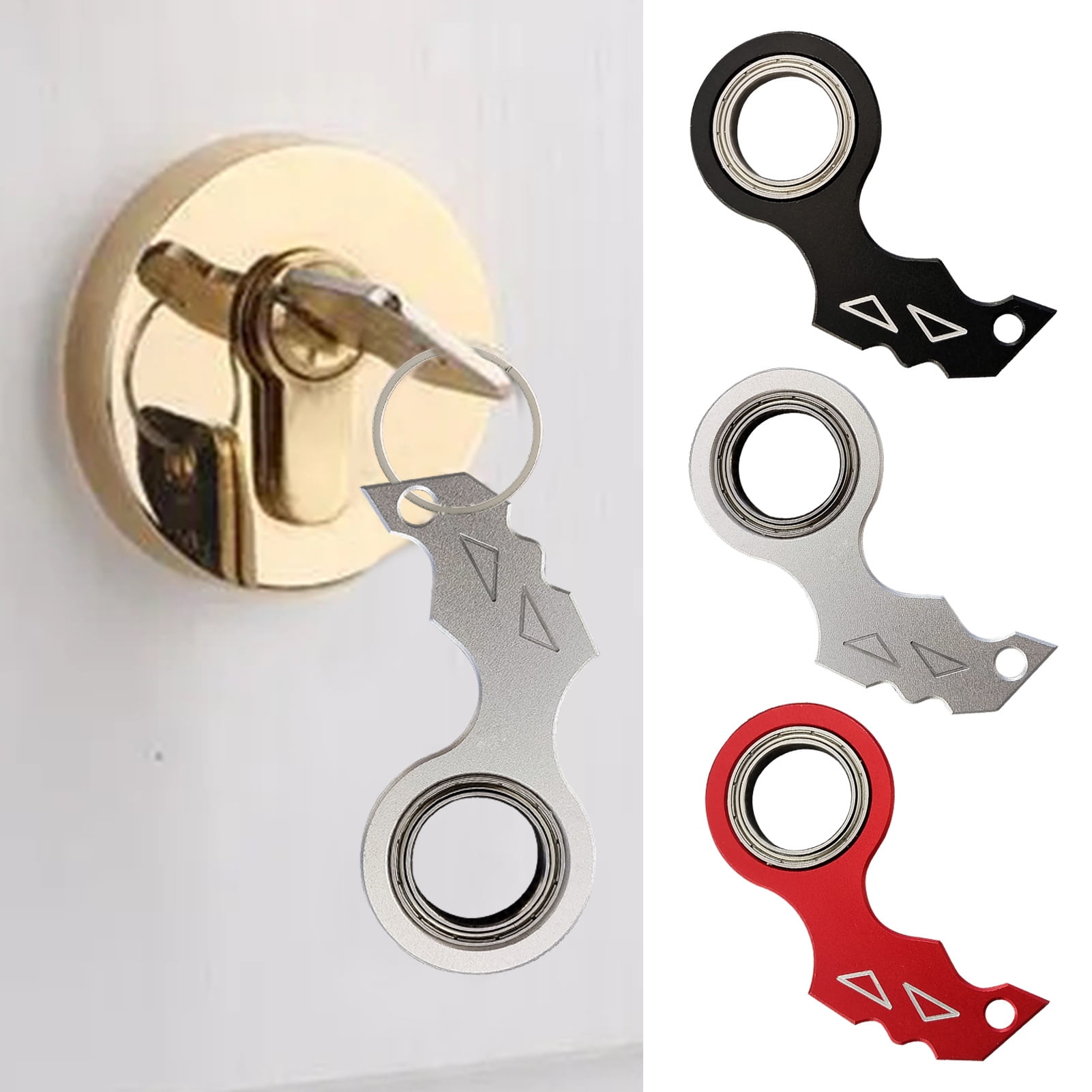 Keychain Spinner Fidget Toy Pocket-sized Fingertip Metal Gadget Keyring ...
