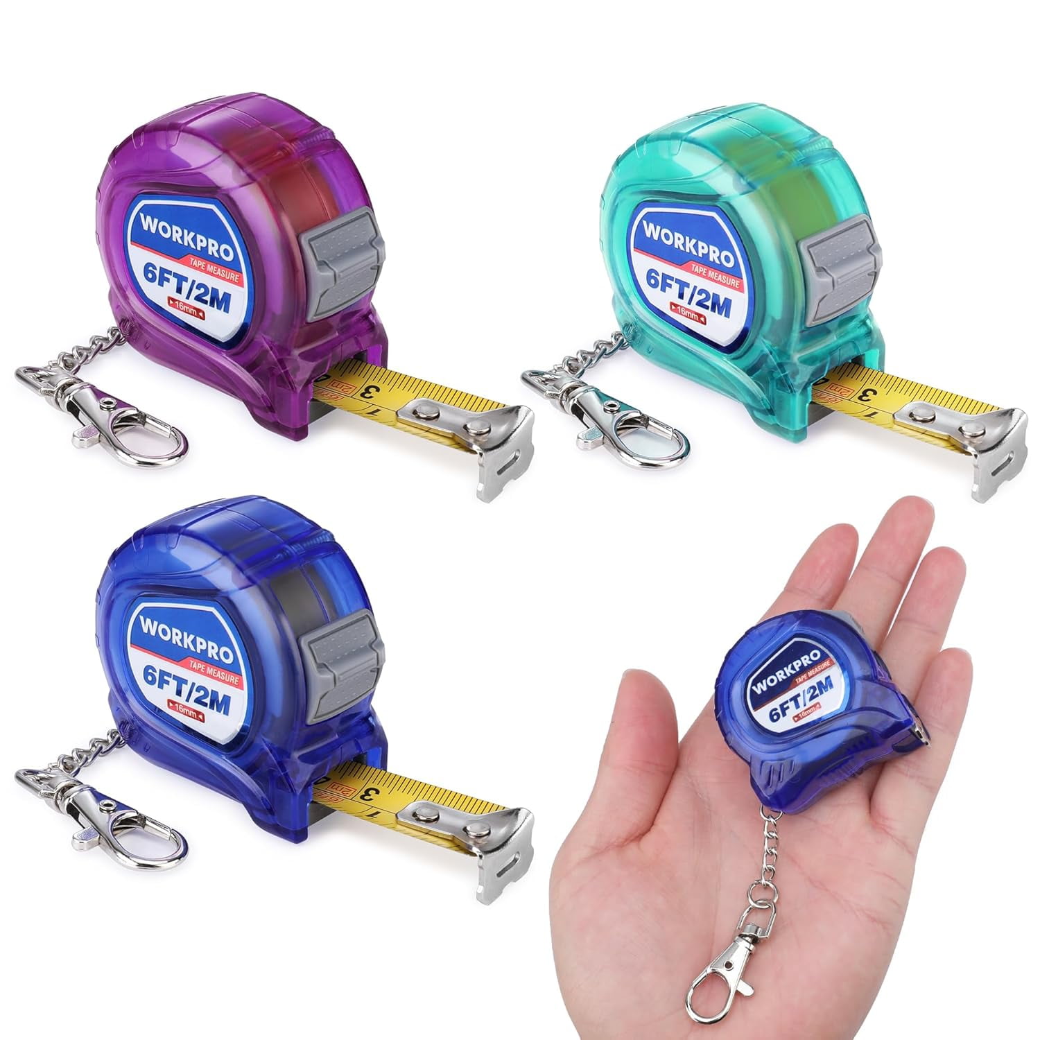 Keychain Tape Measure Set, 3 Pcs Inch/Metric Scale Easy Reading Mini ...