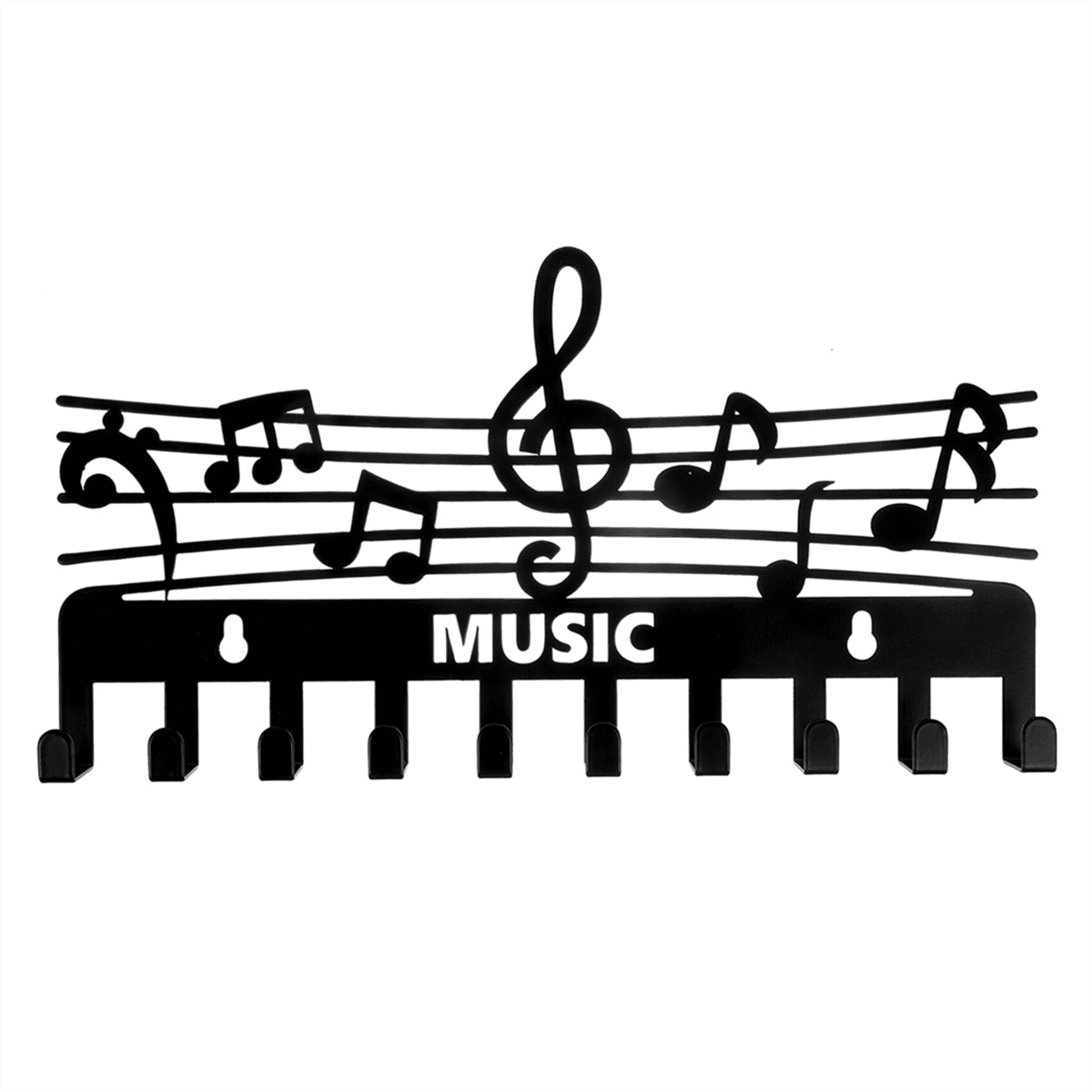 Keychain Wall Mounted Hook Rack Hook Rail Music Note Shape Vintage Coat ...