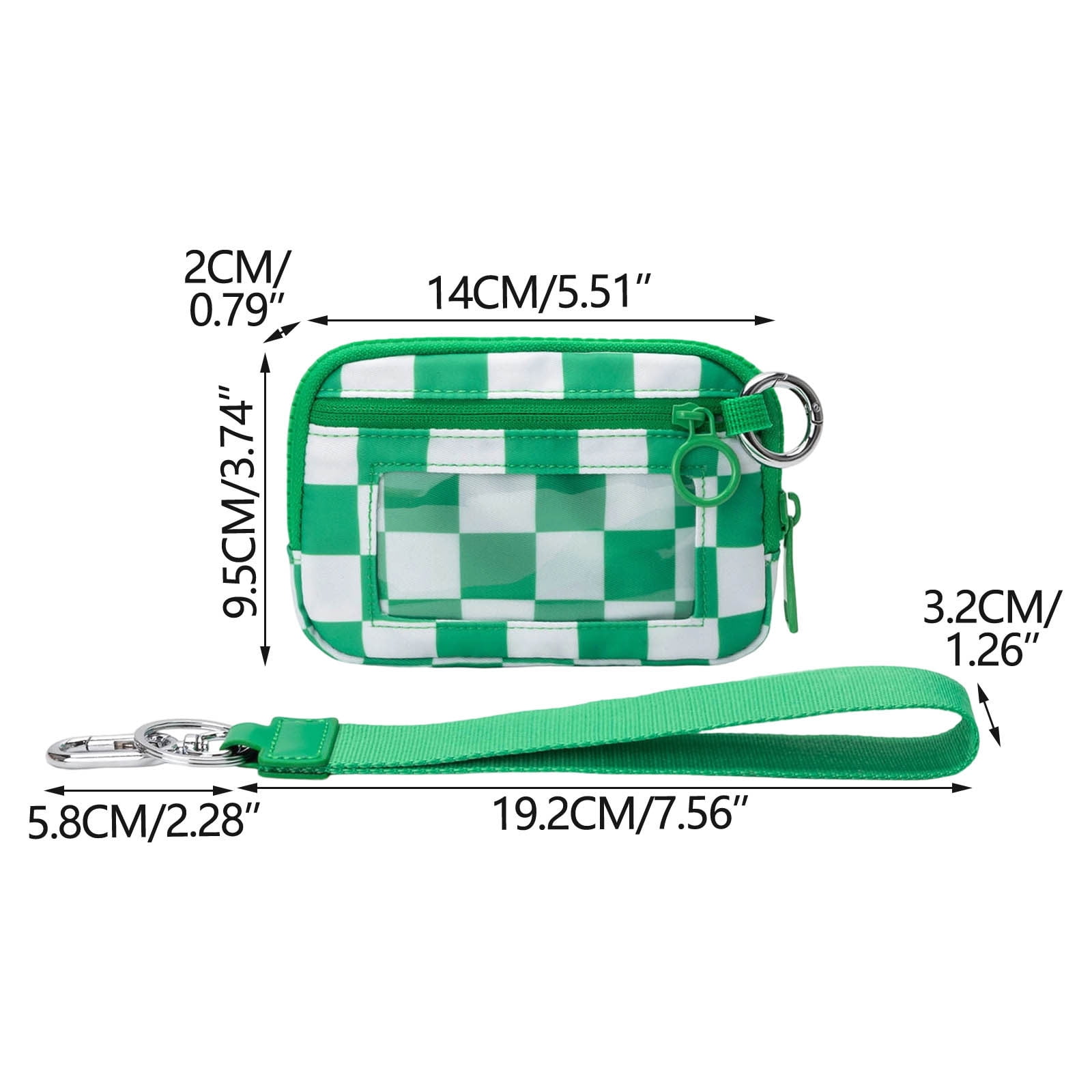 Keychain Wallet for Women, Checkered Mini Zip Card Holder with Id ...