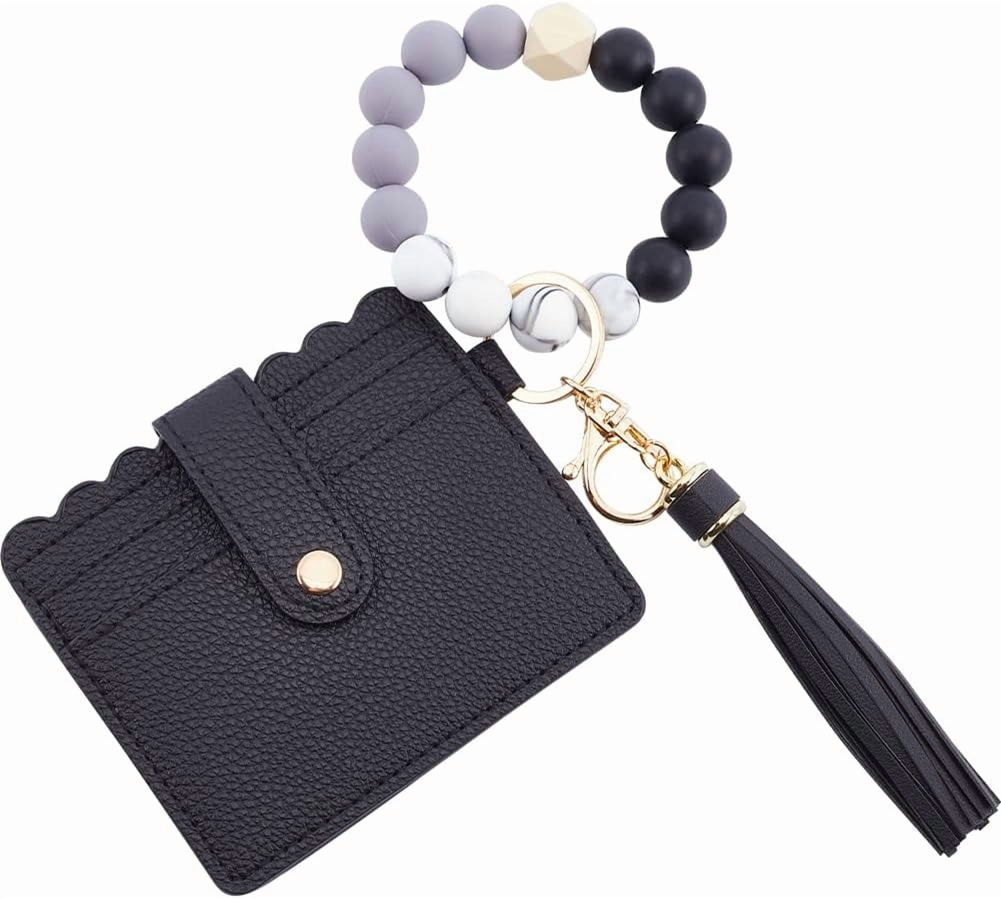 Keychain Wristlet Wallet PU Leather Rectangle Credit Card Wallet ...
