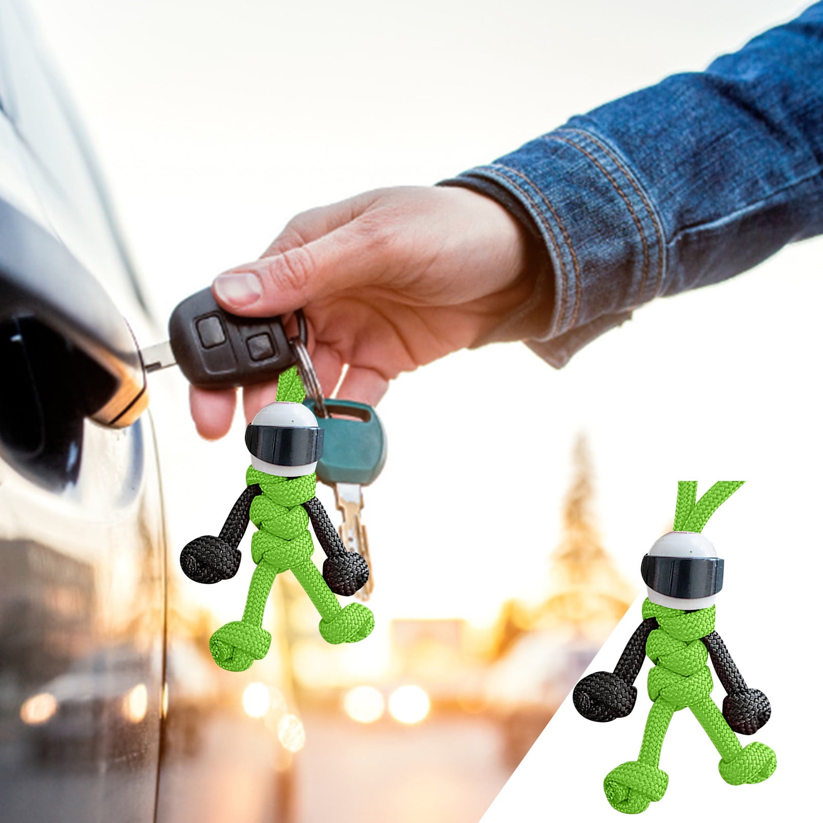 Keychains Motorcyclist Minifigure Hanging Chain Umbrella Rope Weaving ...