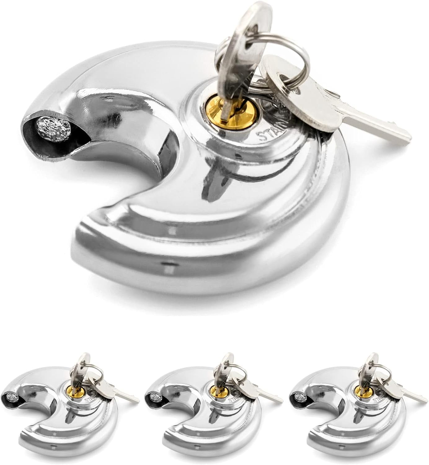 Keyed Alike Disc Padlock, 4 Pack Stainless Steel Discus Lock with 3/8 ...