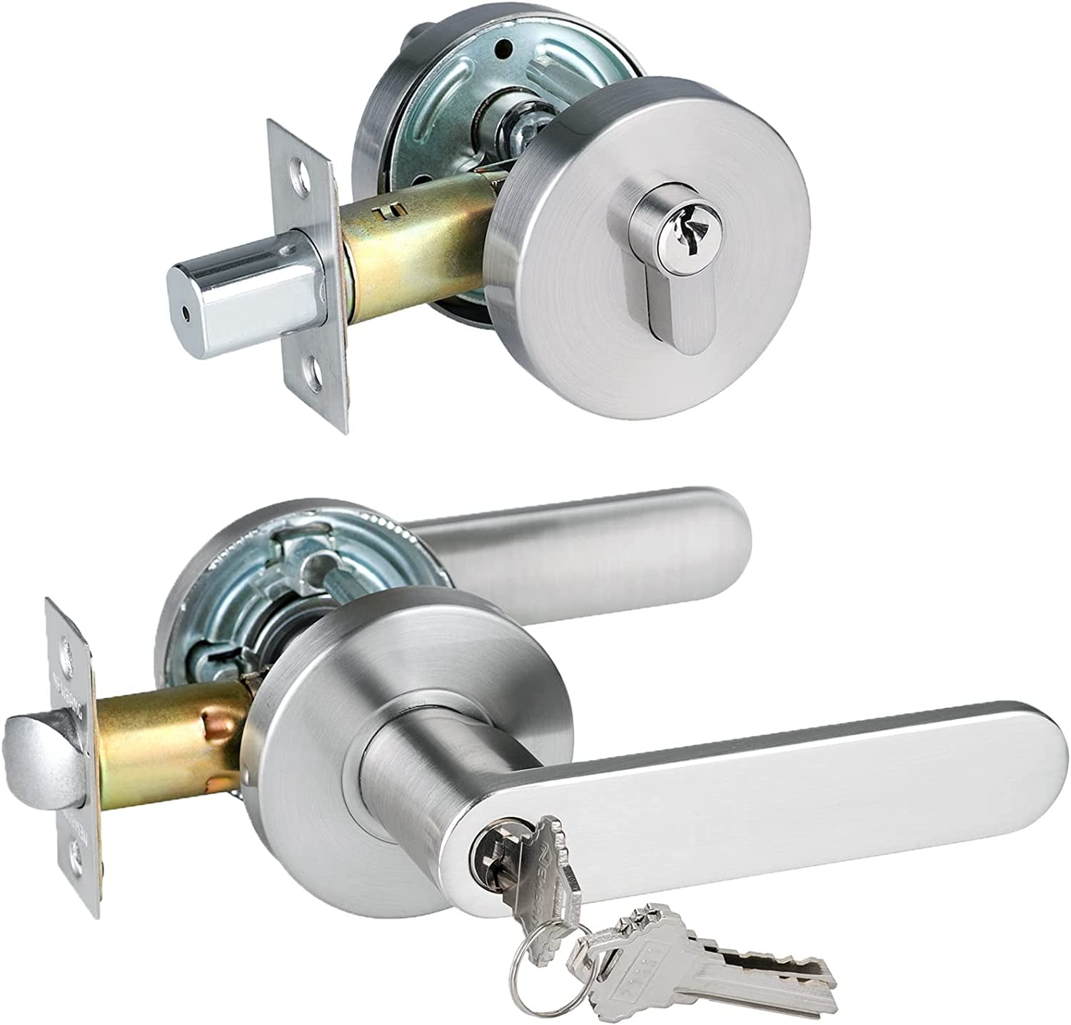 Keyed Alike Exterior Door Lock Set for Front Door and Office, Heavy ...
