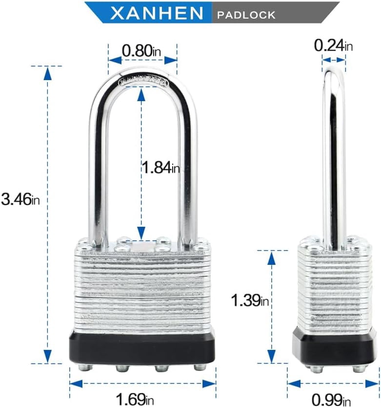 Keyed Alike Laminated Steel Padlocks with Long Shackle for Sheds ...