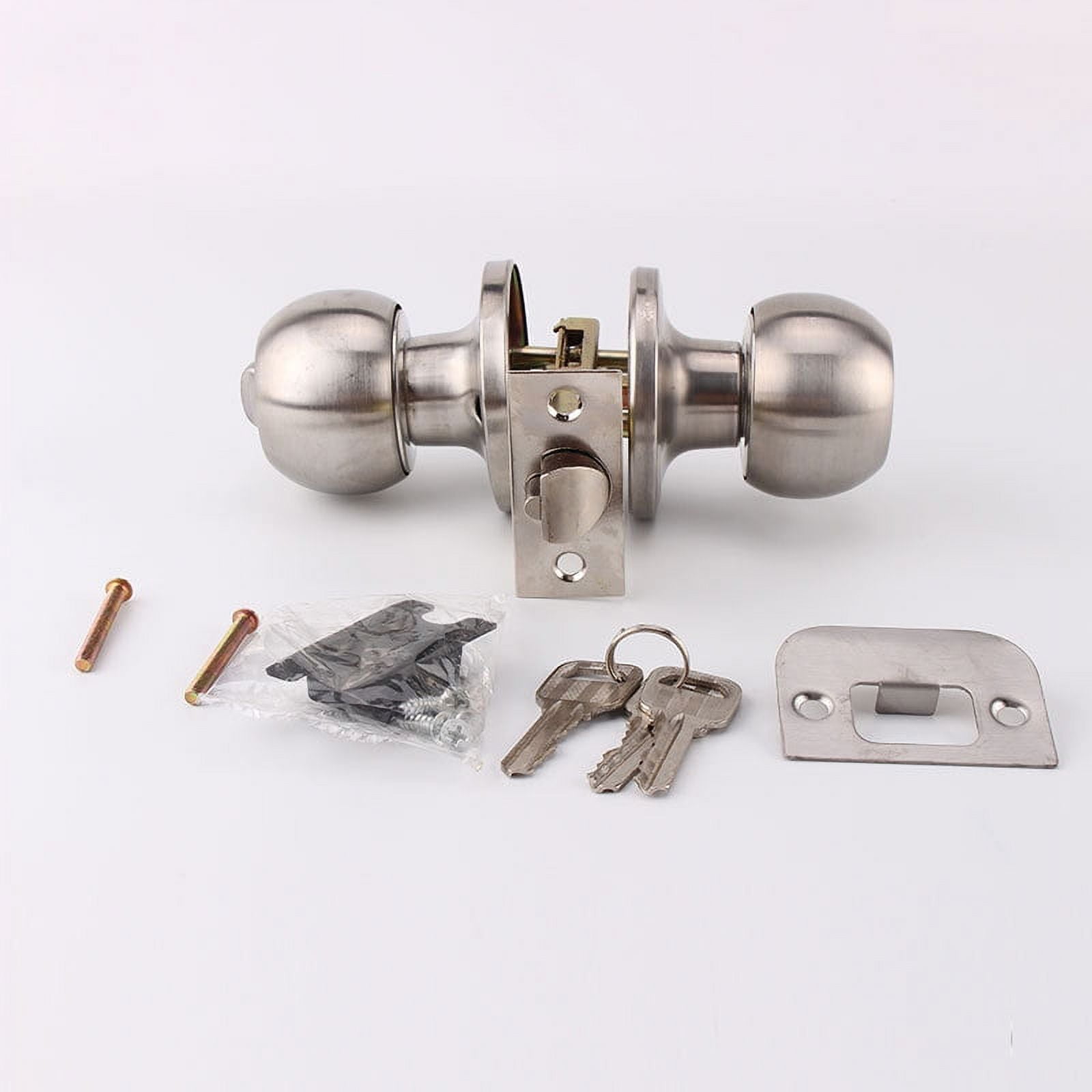 Keyed Entry Door Knob with Lock and Keys, Removable Latch Plate, Round ...