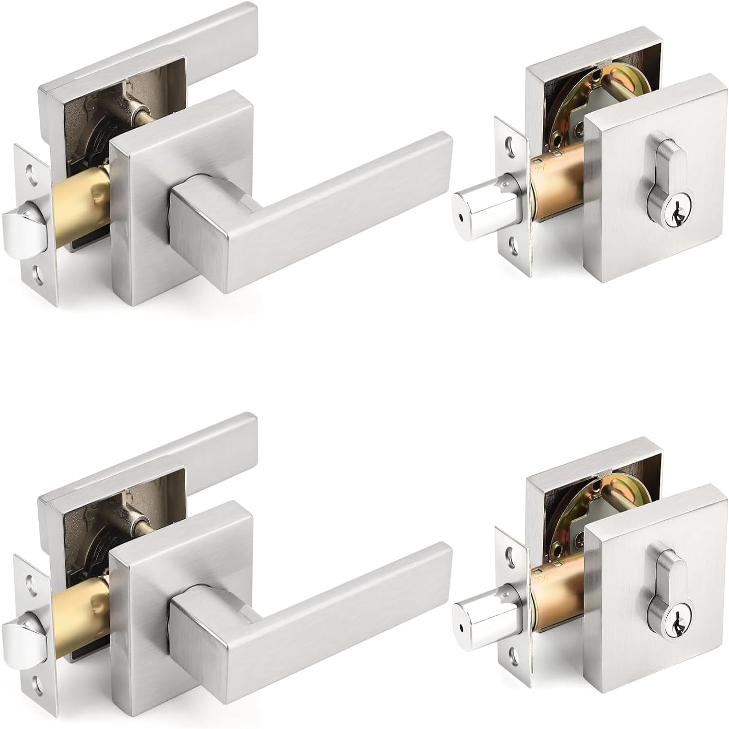 Keyed Entry Door Lever and Single Cylinder Deadbolt Set Keyed Alike ...
