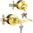 Keyed Entry Door Lock Set Gold, Double Cylinder Deadbolts, Keyed Alike ...