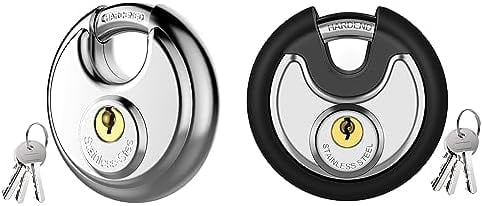 Keyed Padlock, Stainless Steel Discus Lock Heavy Duty Locks with 3 Keys ...