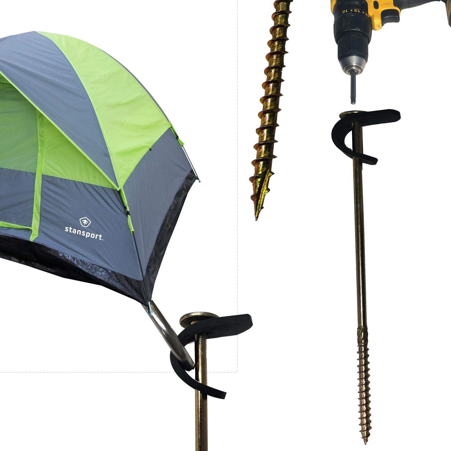 Keyfit Tools All Terrain Tent Stake (8 Pack) Screw in Tent Stake Ground ...