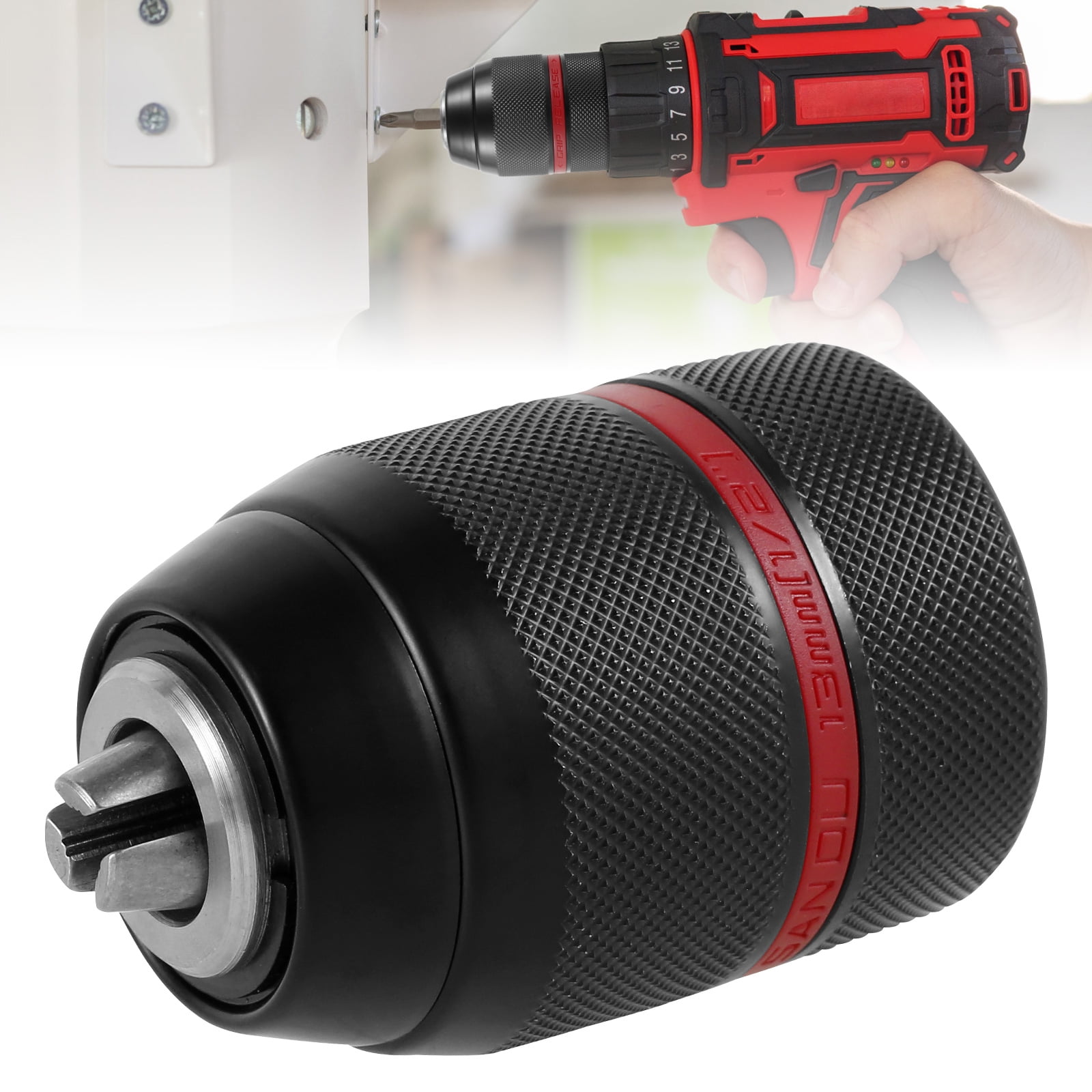 Keyless Drill Chuck 1/2-20UNF Mount 1.5 to 13mm Clamping Capacity Keyless Hand Drill Chuck Self ...