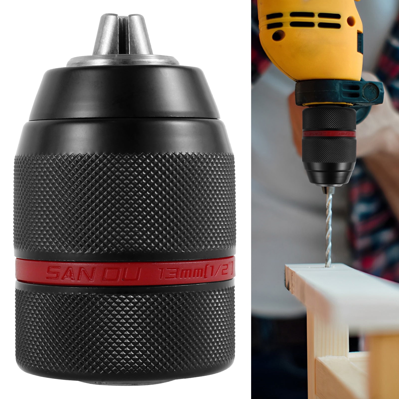 Keyless Drill Chuck 1/2-20UNF Mount 1.5 to 13mm Clamping Capacity ...