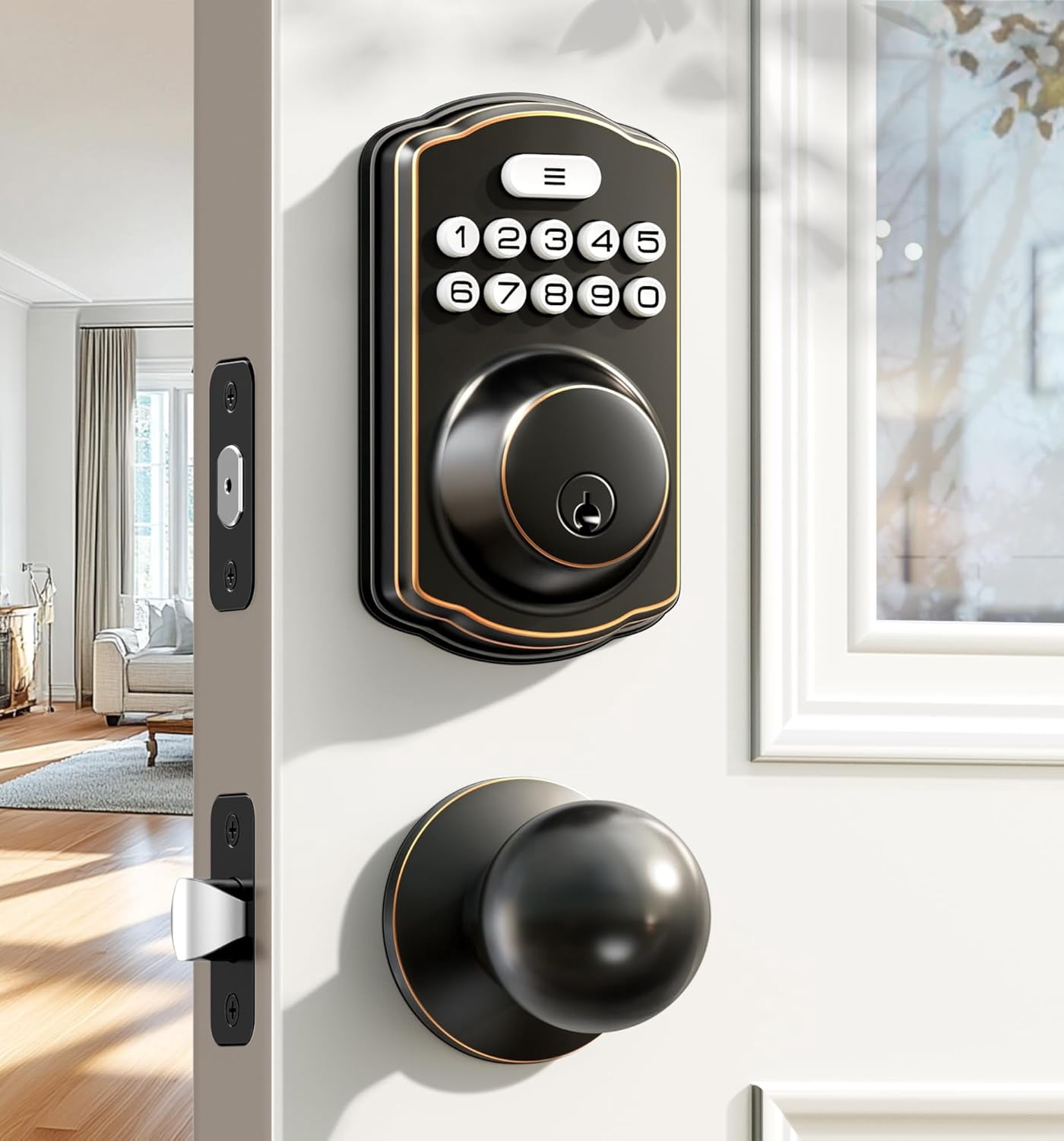 Keyless Entry Door Lock with 2 Knobs, Electronic Backlit Keypad ...