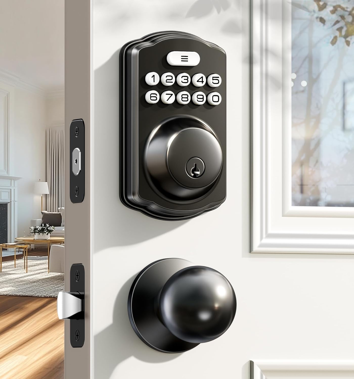 Keyless Entry Door Lock with 2 Knobs, Electronic Backlit Keypad ...