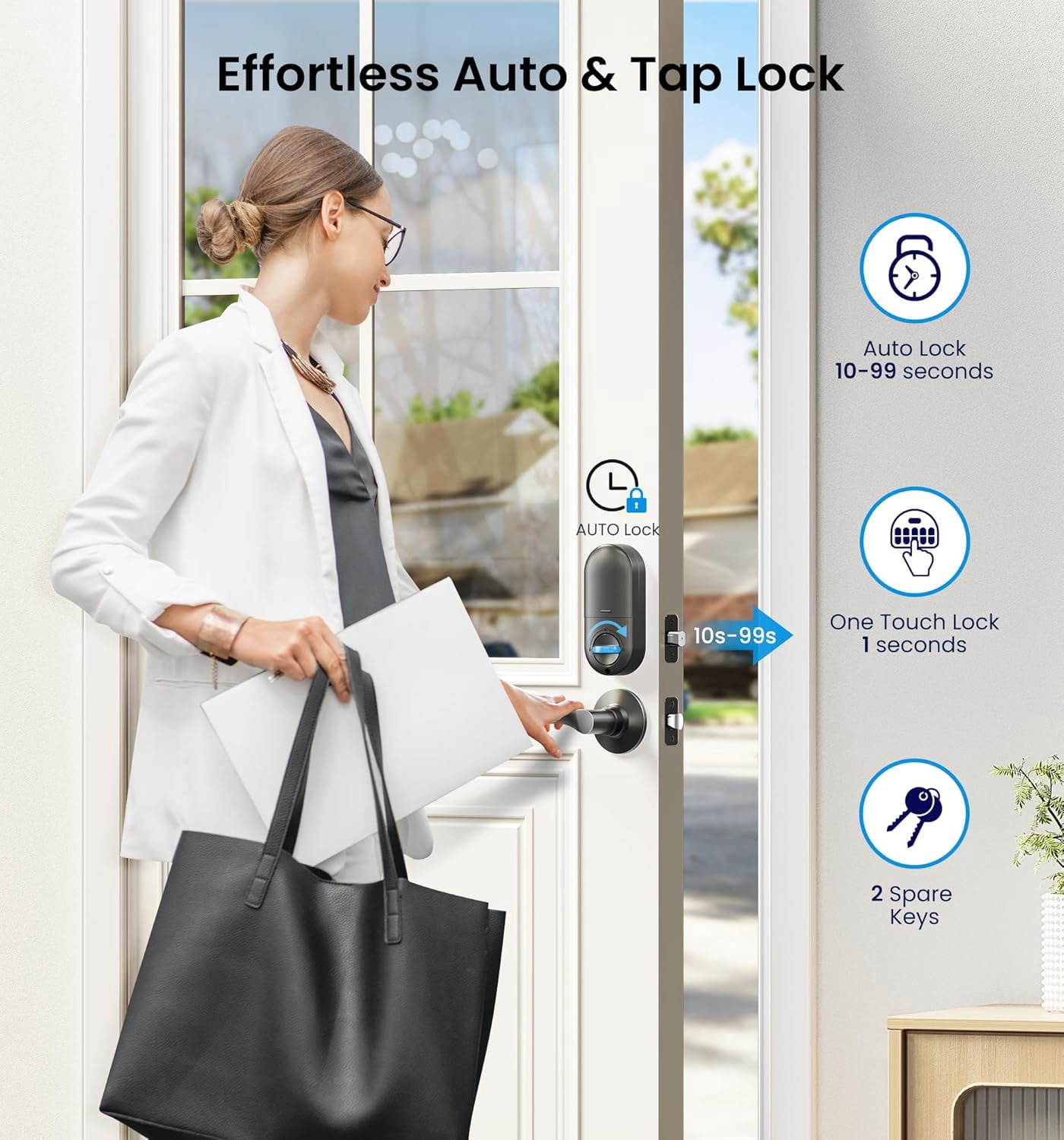 Keyless Entry Door Lock with 2 Lever Handles, Electronic Keypad ...