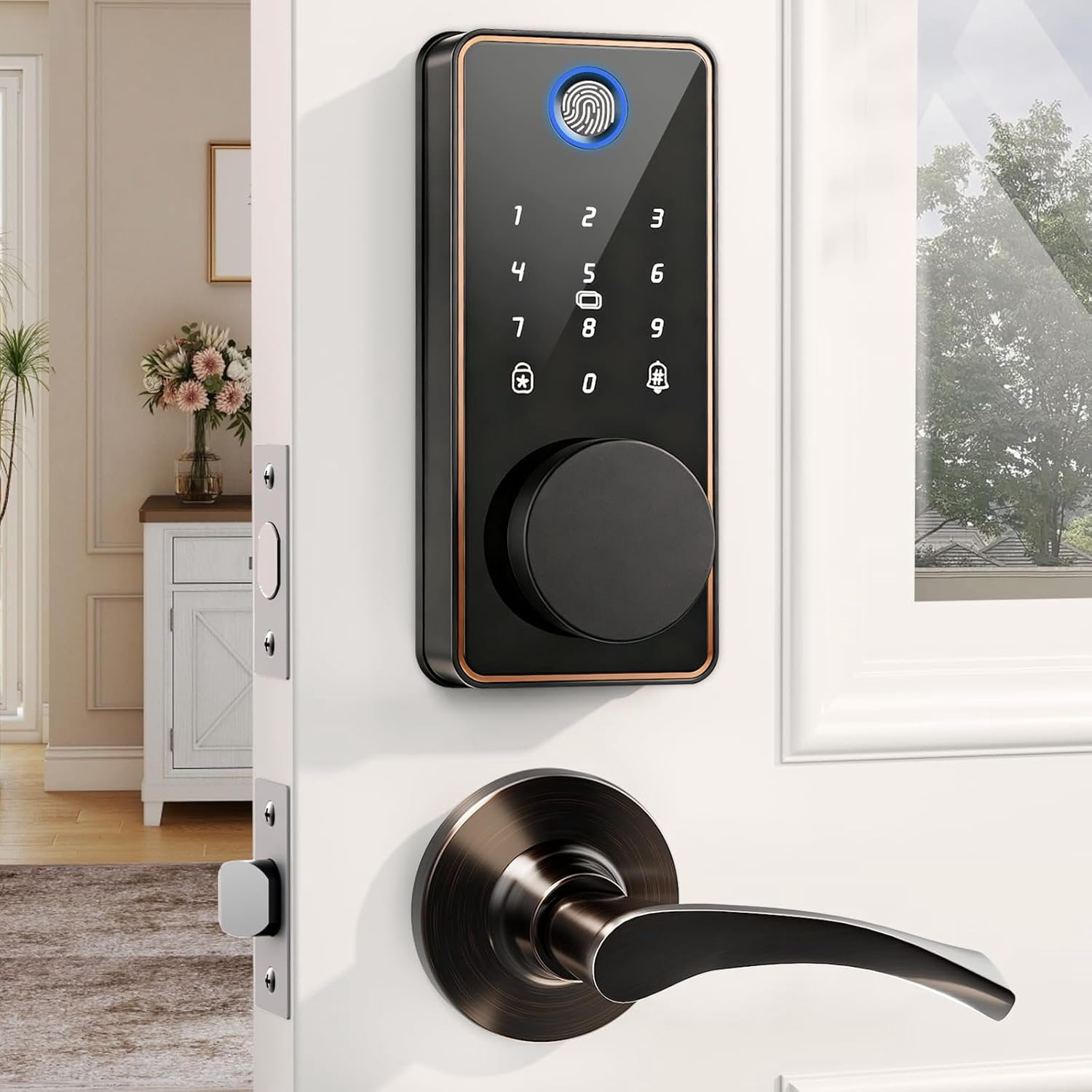 Keyless Entry Door Lock with 2 Lever Handles, Keypad Deadbolt, Auto ...