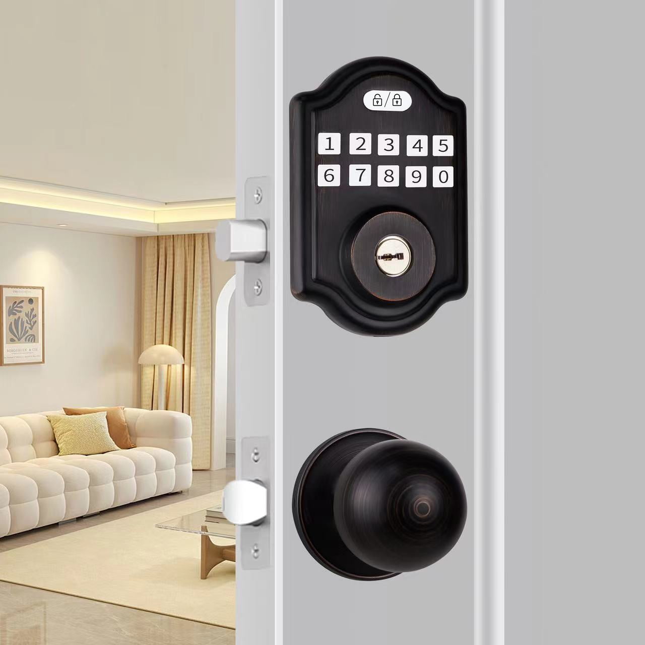 Keyless Entry Door Lock, Electronic Keypad Deadbolt with Door Knob, Deadbolt Smart Door Lock for ...