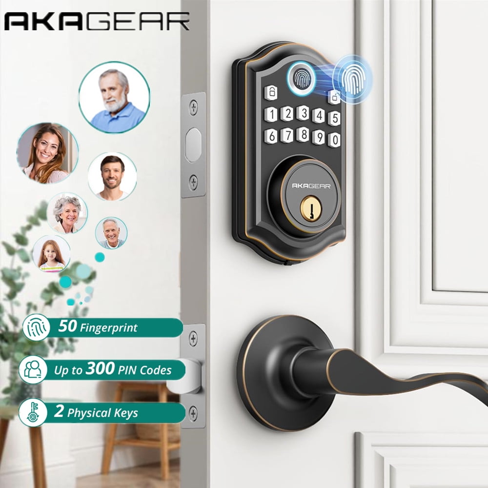 Keyless Entry Door Lock with Handle Set, Fingerprint Door Lock ...