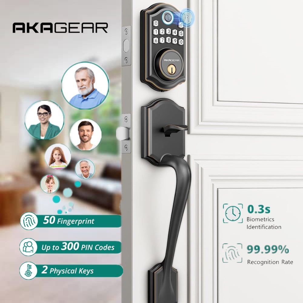 Keyless Entry Door Lock with Handle Set, Fingerprint Door Lock ...
