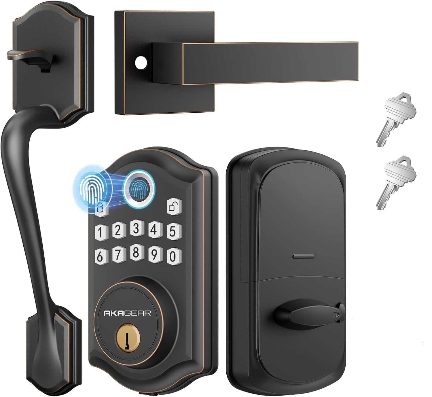 Akagear Fingerprint Keyless Entry Door Lock with Handle, Digital Smart ...