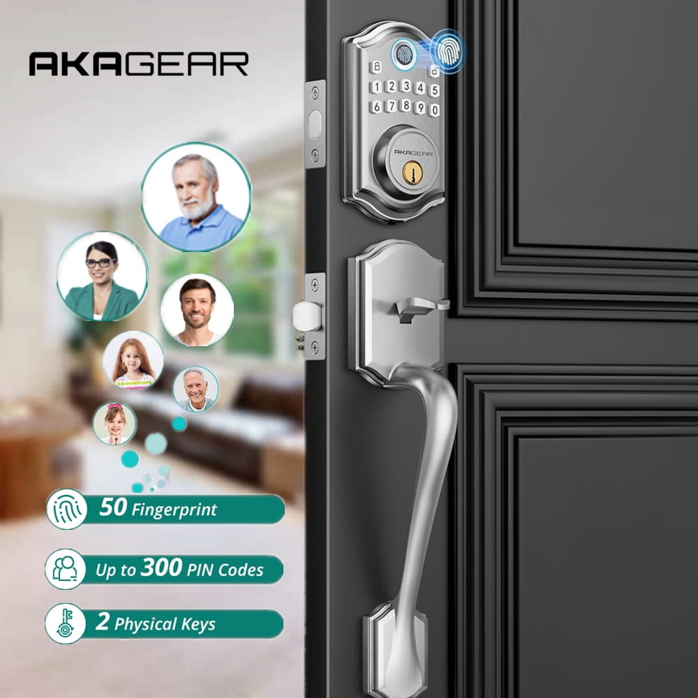 Keyless Entry Door Lock with Handle Set, Fingerprint Door Lock ...