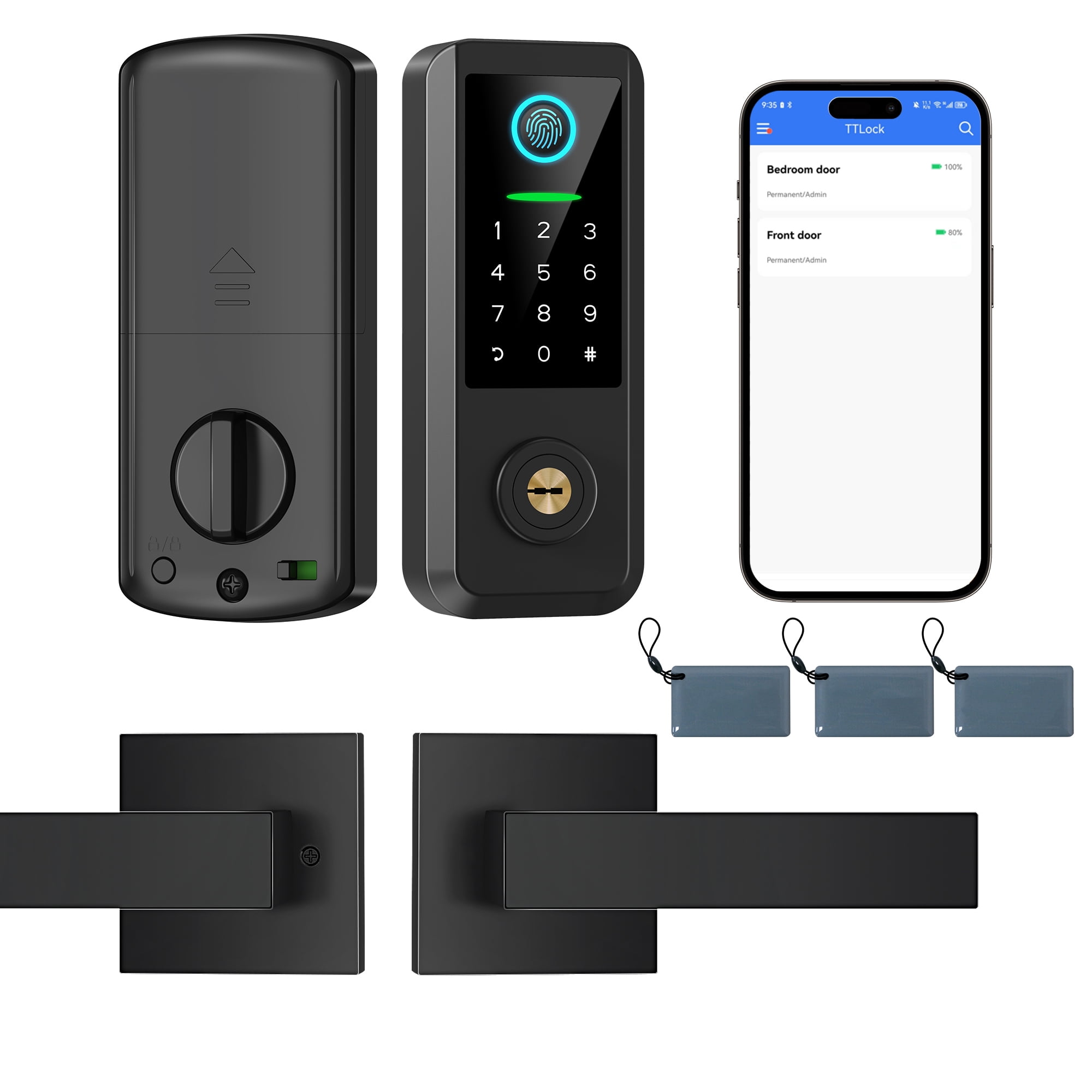 Keyless Entry Door Lock with Handle Set,Smart Front Door Lock with ...