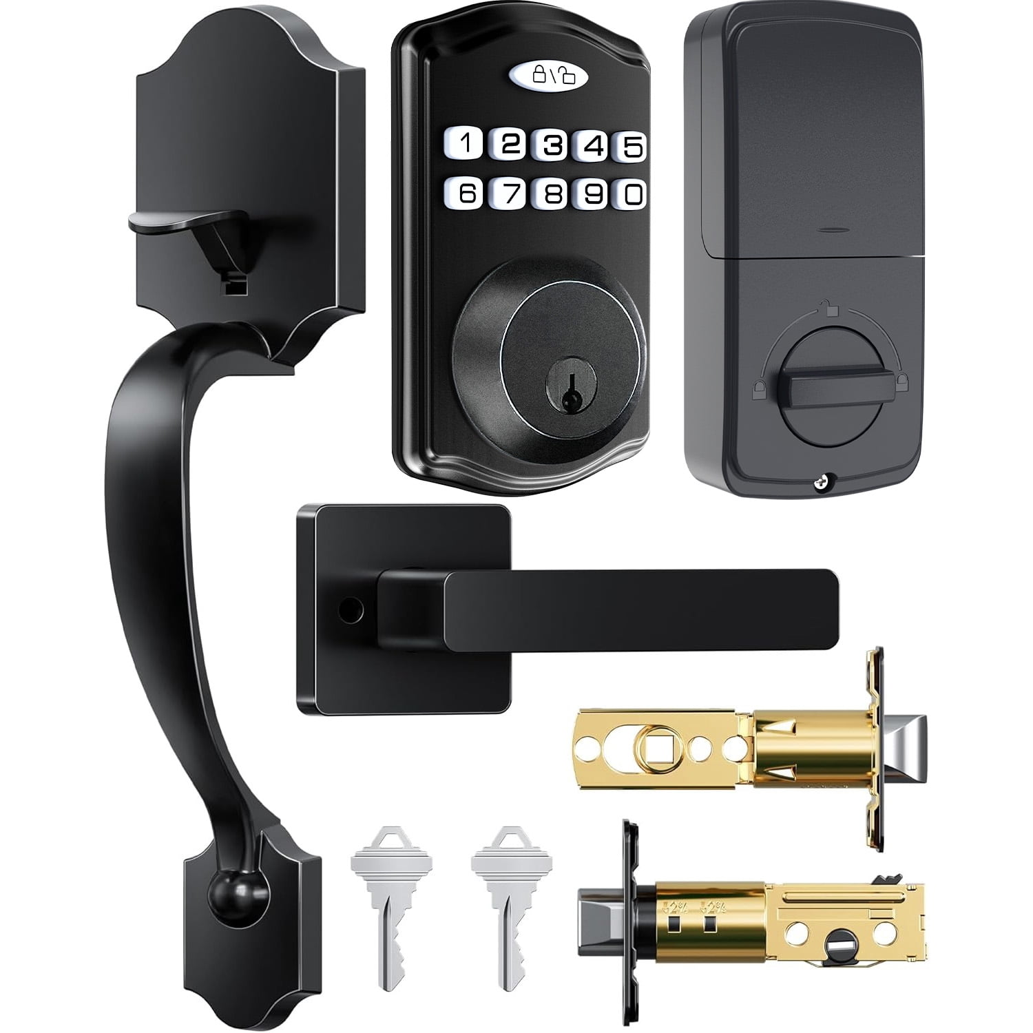 Keyless Entry Door Lock with Large Handle Set, Electronic Smart ...
