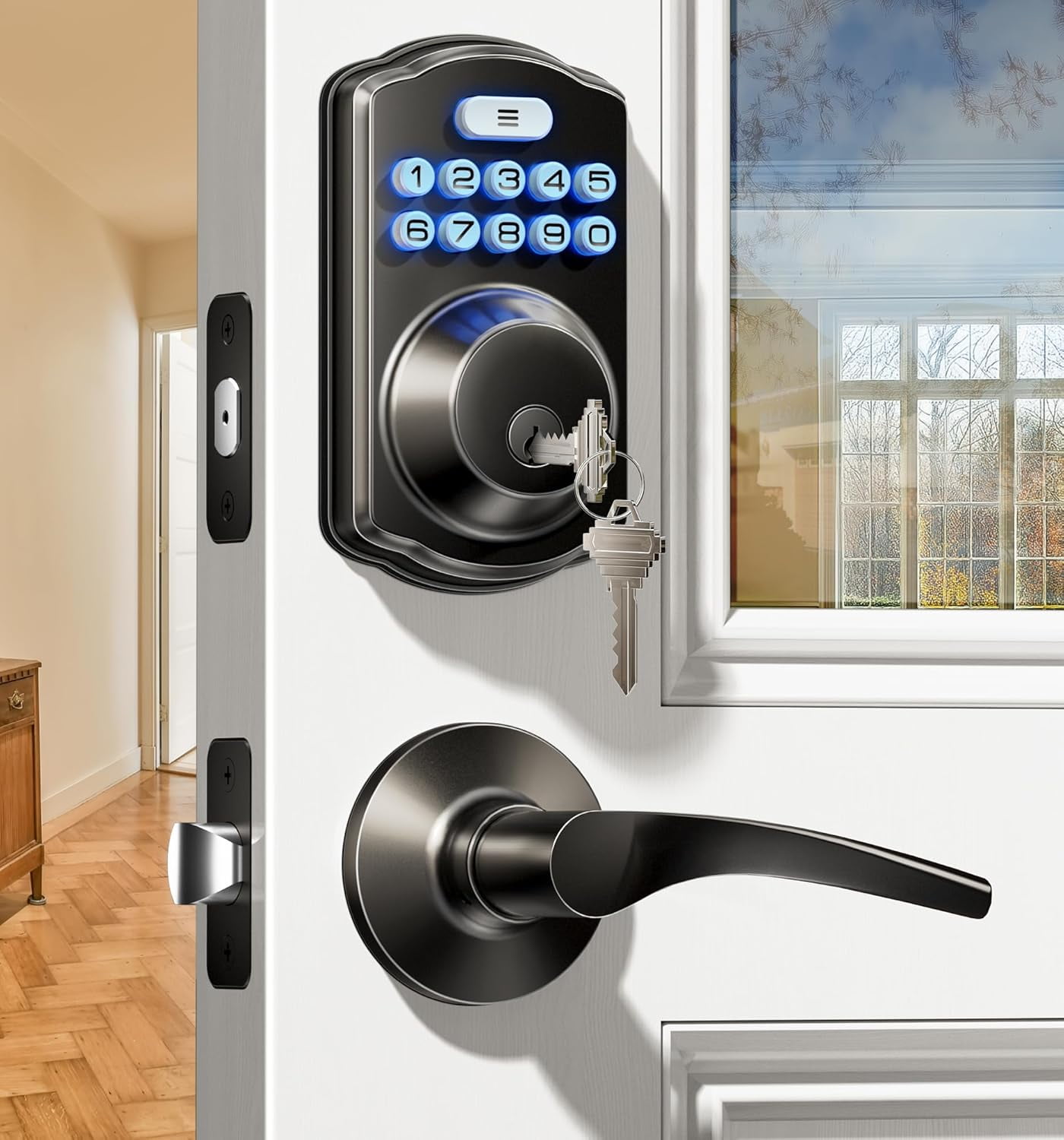 Keyless Entry Door Lock with 2 Lever Handles - Electronic Keypad ...
