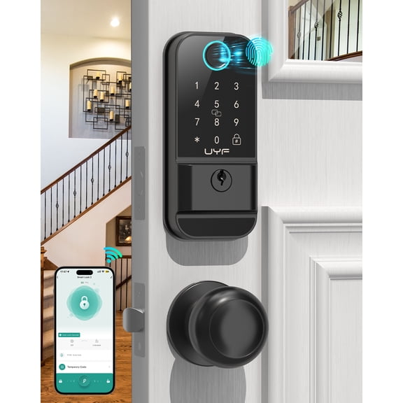 WiFi Keypad Door Lock with Handle, Built-in WiFi, APP Remote Control ...