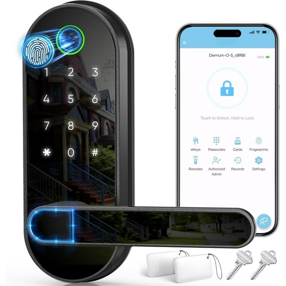 Keyless Entry Fingerprint Digital Lock with Handle & Keypad: / Lock ...