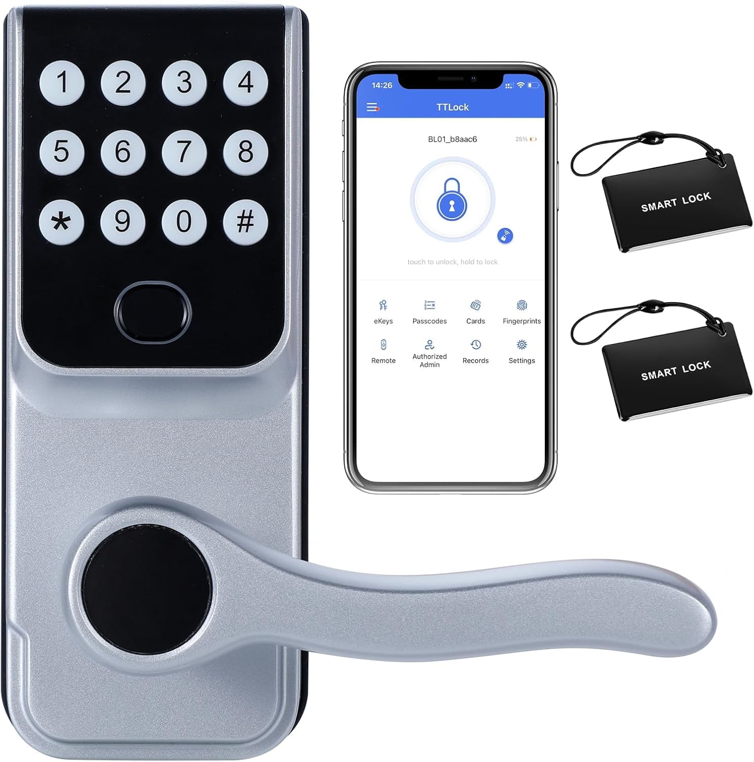 Keyless-Entry Fingerprint Smart Door Lock: Digital Electronic Lock with ...