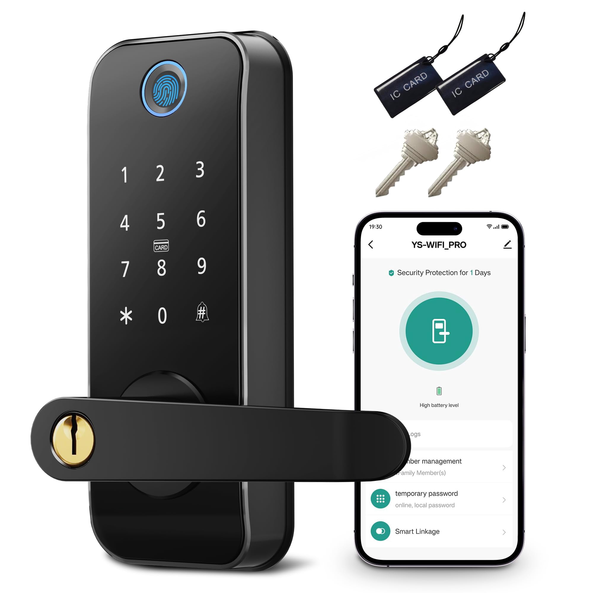 Keyless Entry Fingerprint Smart Door Lock with Handle,Digital ...