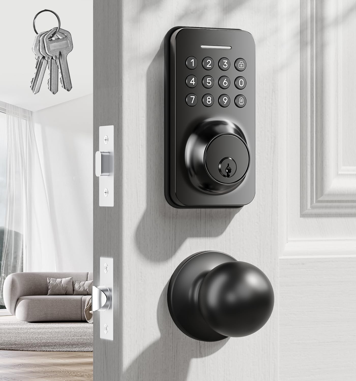 Keyless Entry Keypad Deadbolt with Handle Set, Lock, -Lock + One-Touch ...