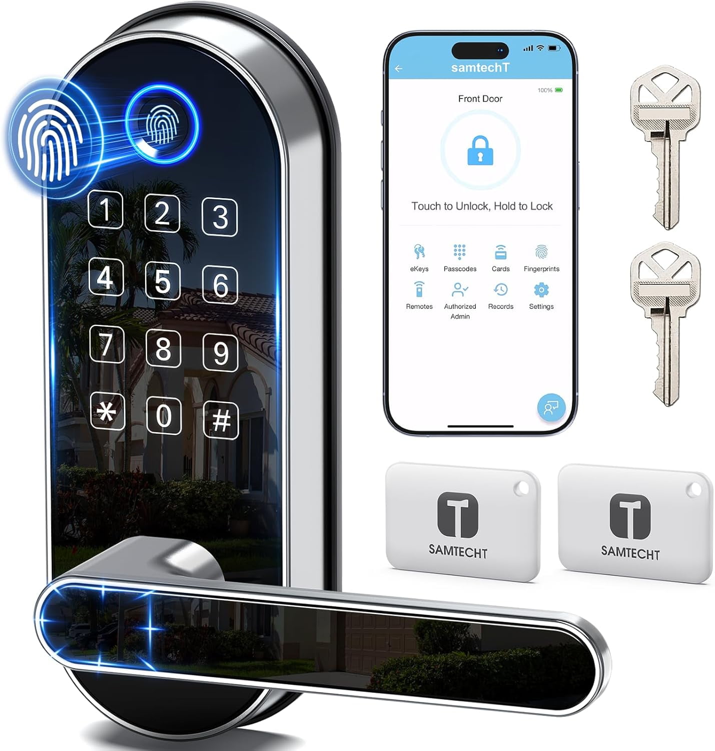 Keyless-Entry Keypad Fingerprint Smart Lock: Digital Door Lock with ...