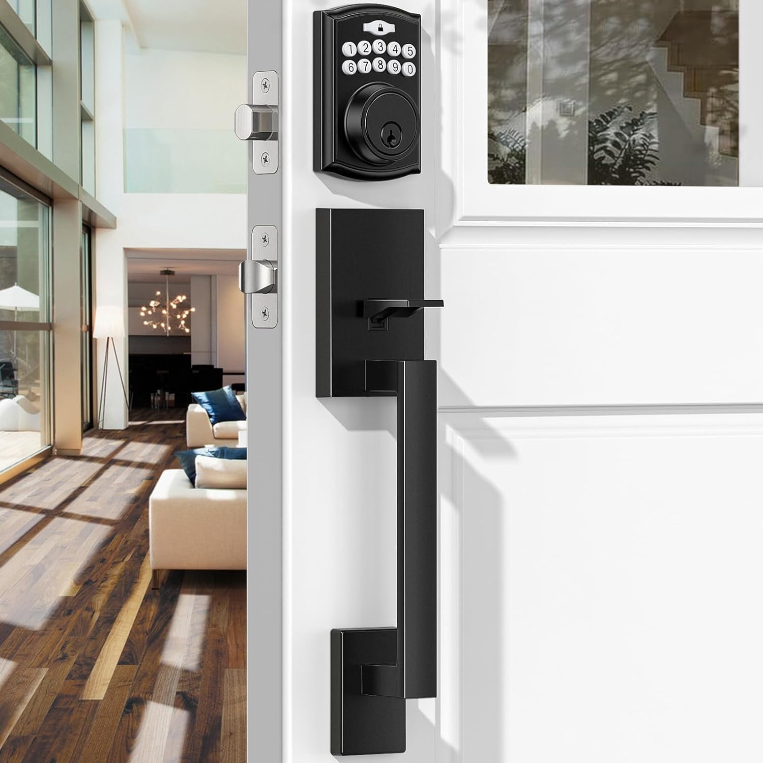 Keyless Entry Lock with Handle, Electronic Keypad Deadbolt, Auto Lock ...