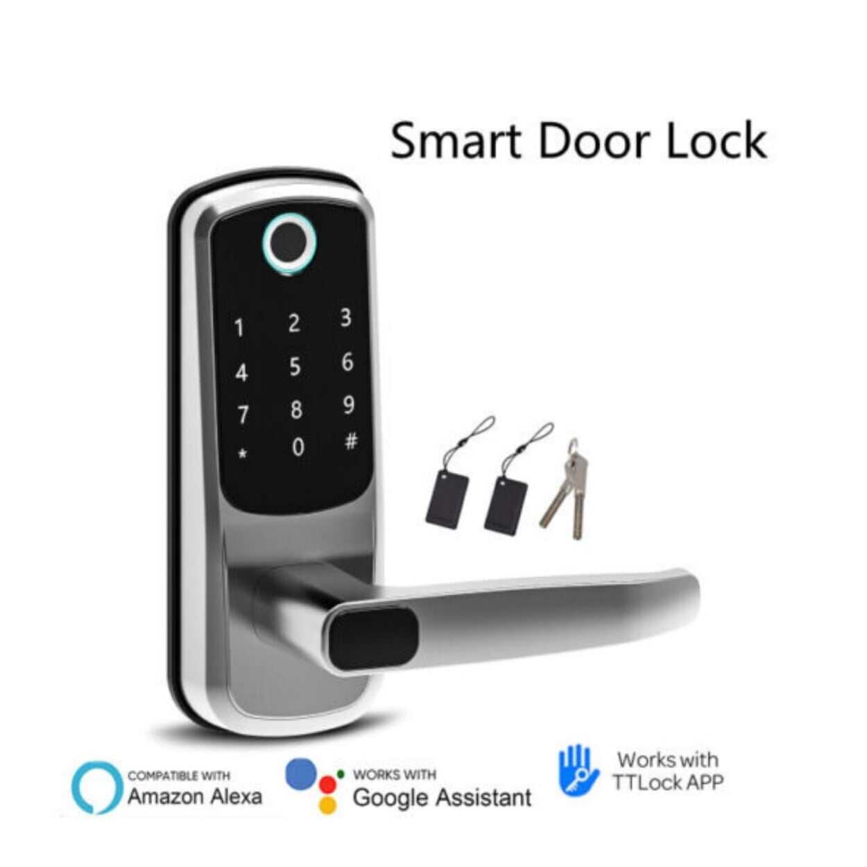 Keyless Entry Smart Door Lock, WiFi, Alexa Compatible with Fingerprint ...
