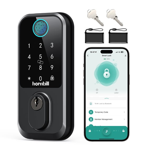 Keyless Entry WiFi Smart Lock, Hornbill Fingerprint Smart Deadbolt with ...