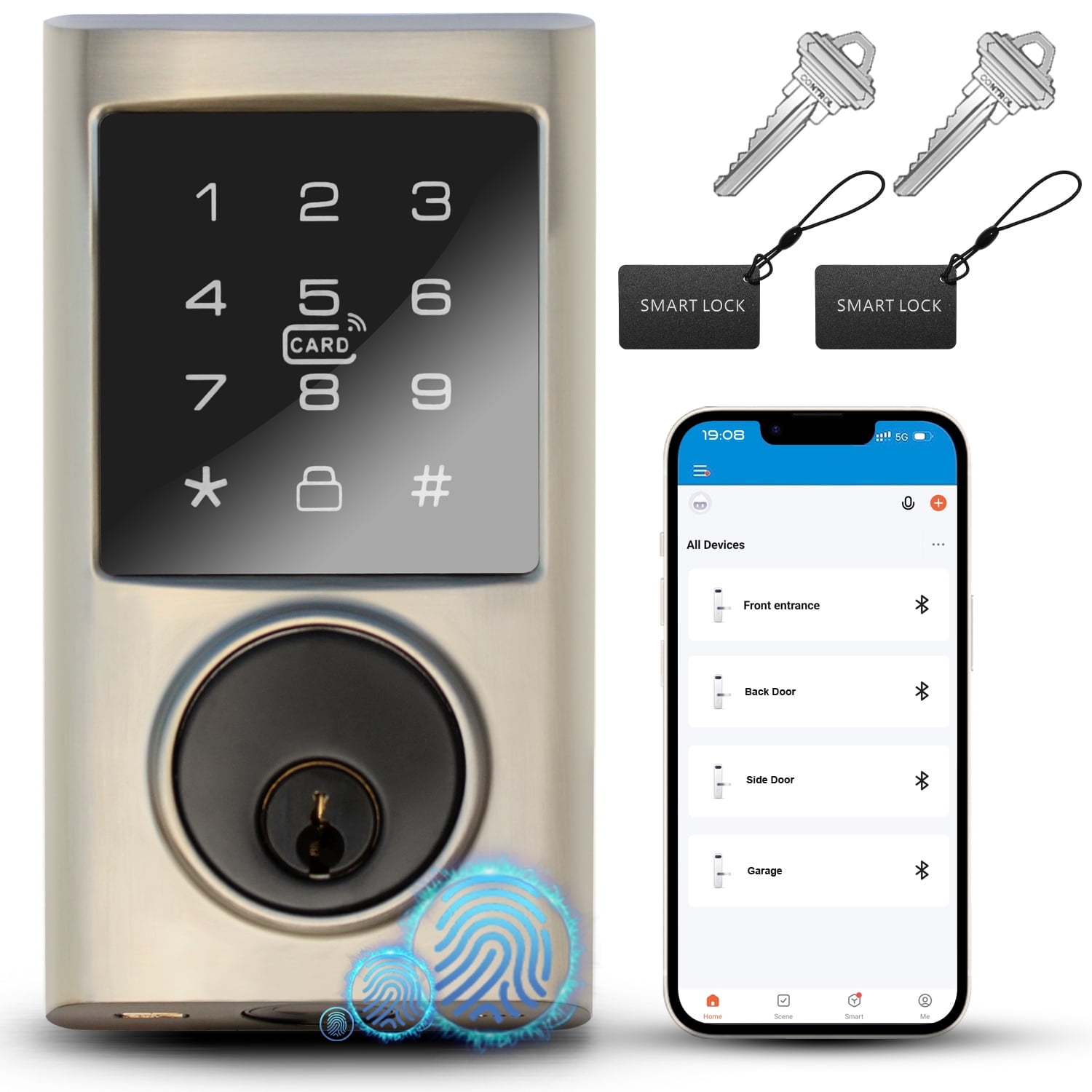 Keyless Smart Fingerprint Electronic Entry Door Lock Keypad Deadbolt ...