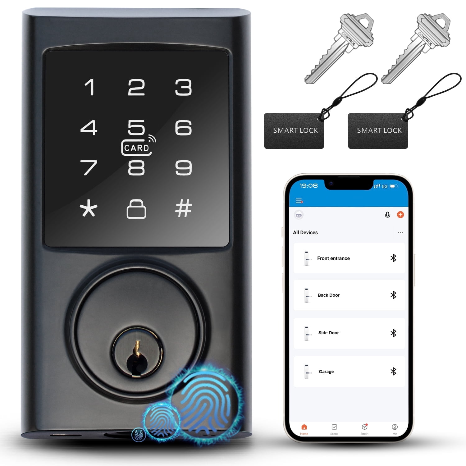 Keyless Smart Fingerprint Electronic Entry Door Lock Keypad Deadbolt ...